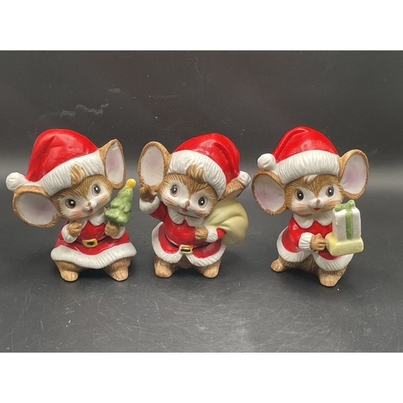 Homco | Holiday | Vintage Homco Christmas Mice Set Of 3 Santa Claus ...